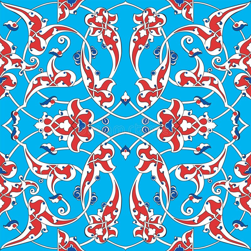 Iznik Tile Pattern with Floral Ornaments Stock Vector - Illustration of ...