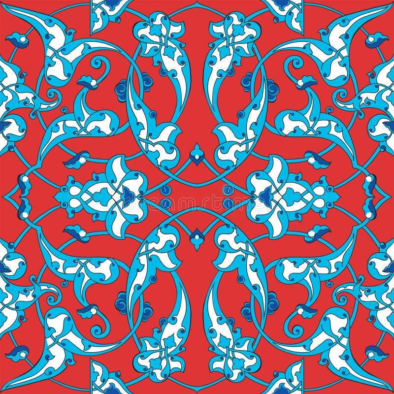 Iznik Tile Pattern with Floral Ornaments Stock Vector - Illustration of ...