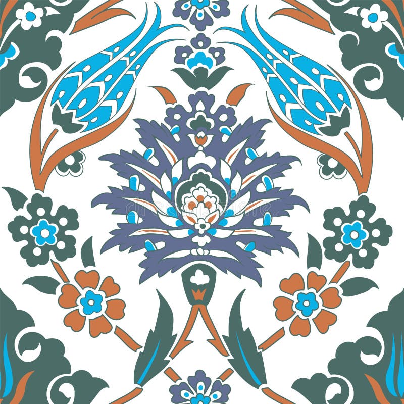Iznik Tile Pattern with Floral Ornaments Stock Vector - Illustration of ...