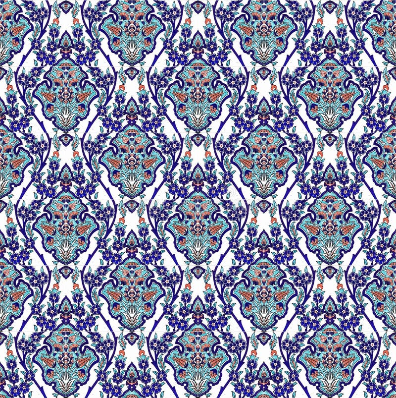Iznik Tiles Seamless Pattern Stock Image - Image of ornamental ...