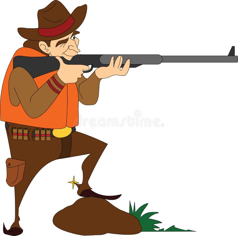Jäger Mit Gewehr Lustige Zeichentrickfilm-Figur Vektor Abbildung ...