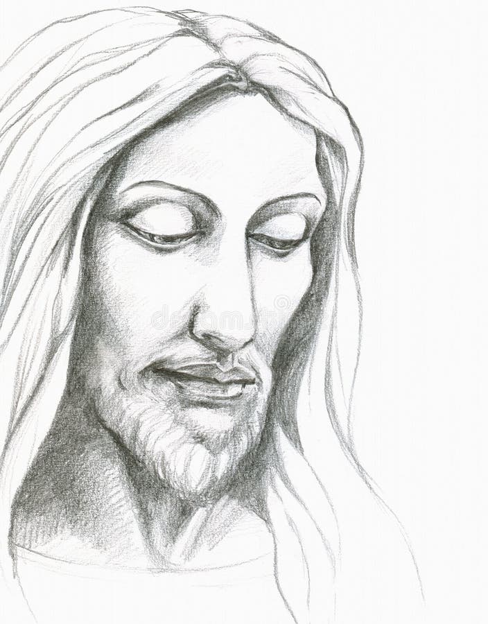 Dessin Au Crayon De Jésus Sur Le Papier De Vintage Et Le Fond Doucement ...