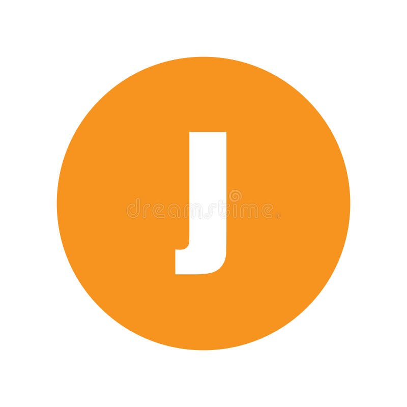 Letter J Logo Symbol in Orange Circle. Stock Vector - Illustration of ...