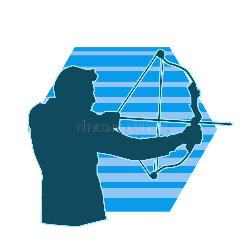 Silhouette of a Male Archer Warrior in Action Pose. Stock Vector ...