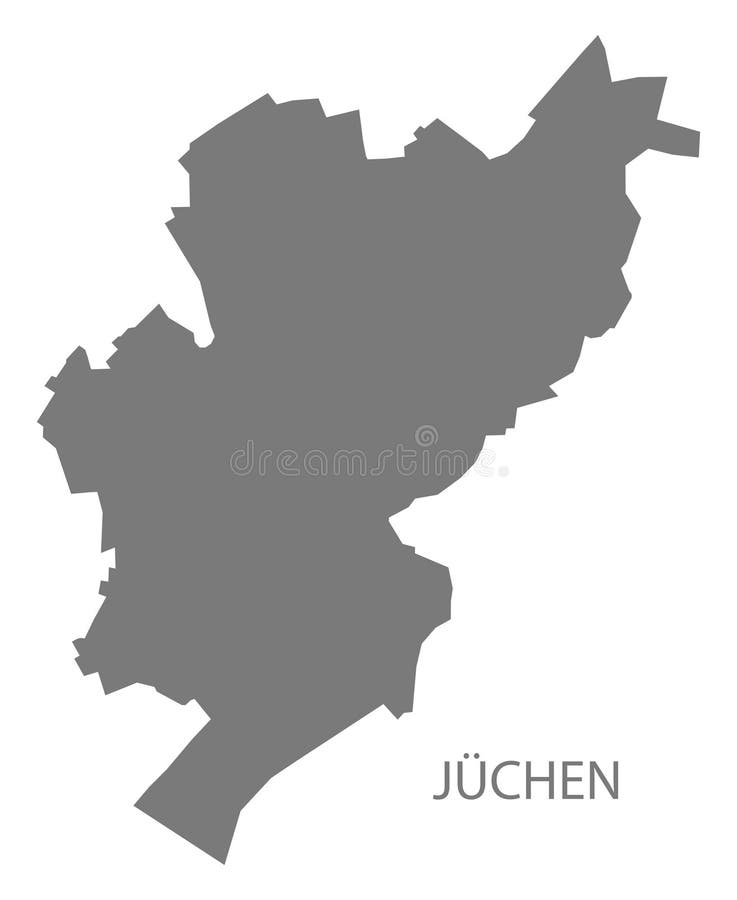 Jüchen German City Map Grey Illustration Silhouette Shape Stock Vector ...