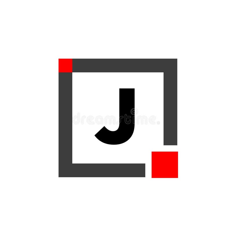 J Company Name with Square Icon. J Red Square Monogram Stock Vector ...