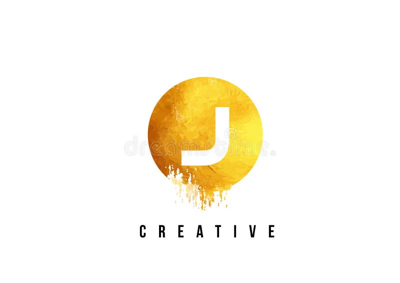J Gold Letter Logo Design with Round Circular Golden Texture. Stock ...