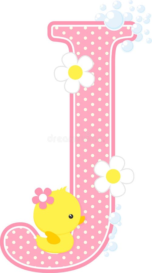 J Inicial Com Flores E O Pato De Borracha Bonito Ilustração do Vetor ...