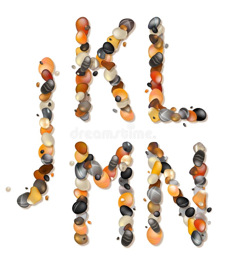 J, K, L, M, N. Letters of Pebbles Stock Vector - Illustration of ...