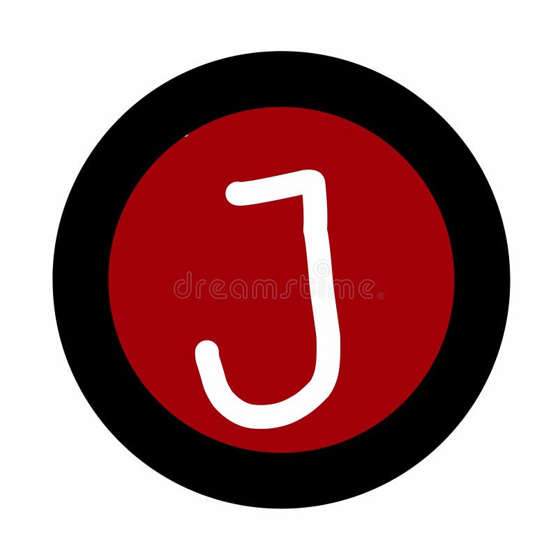 J Letter with Circle Round Black and Red Stock Illustration ...