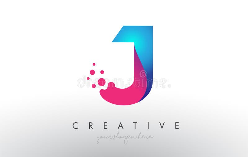 J Letter Design with Creative Dots Bubble Circles and Blue Pink Colors ...