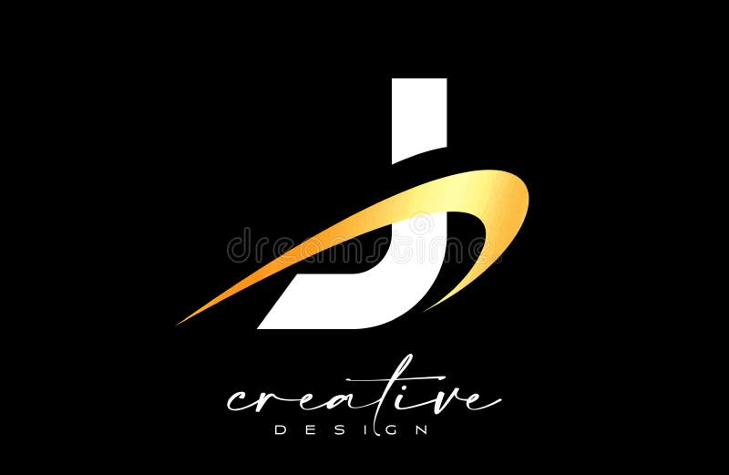 J Letter Logo Design with Creative Golden Swoosh. Letter J Initial Icon ...