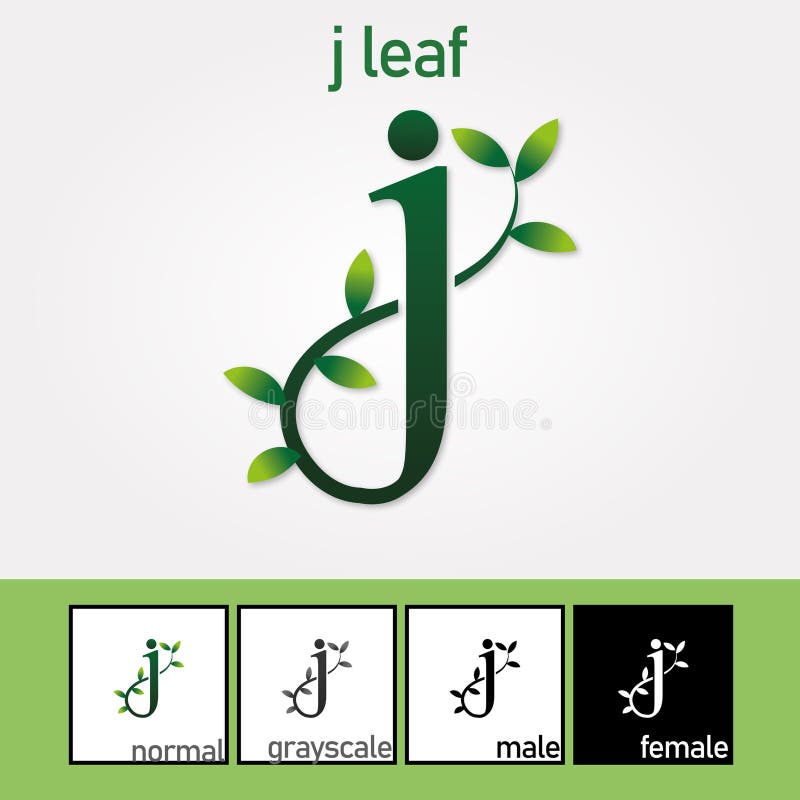 J Letter Logo. Green Color. Leaf Style - Vector Stock Vector ...