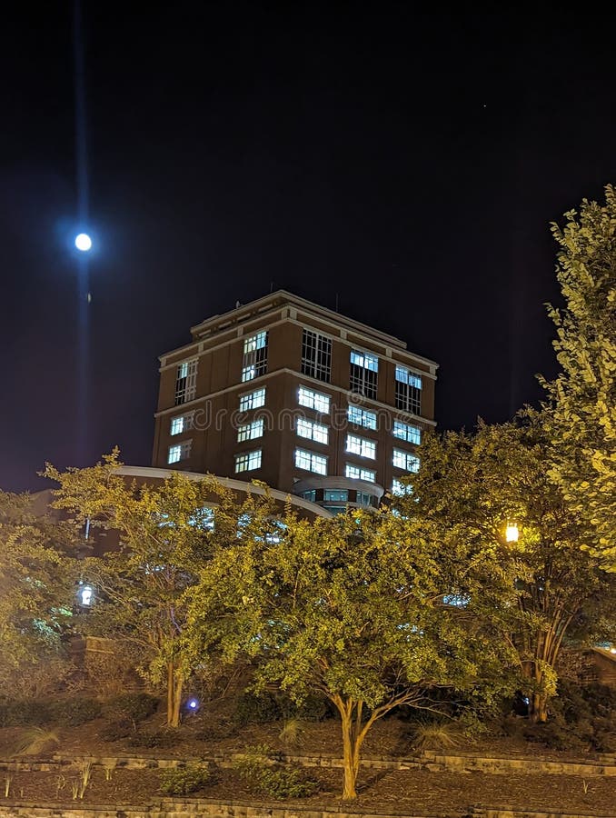 The J. Murrey Atkins Library at UNC Charlotte at Night Stock Photo ...