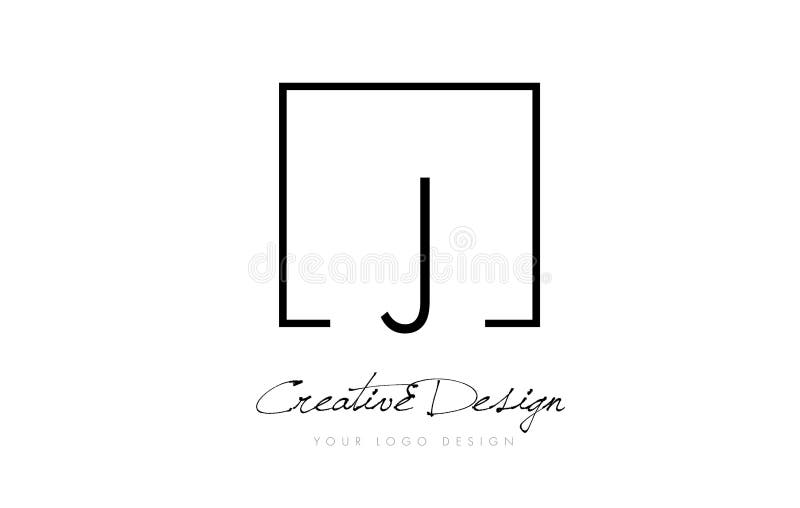 J Square Frame Letter Logo Design with Black and White Colors Stock ...