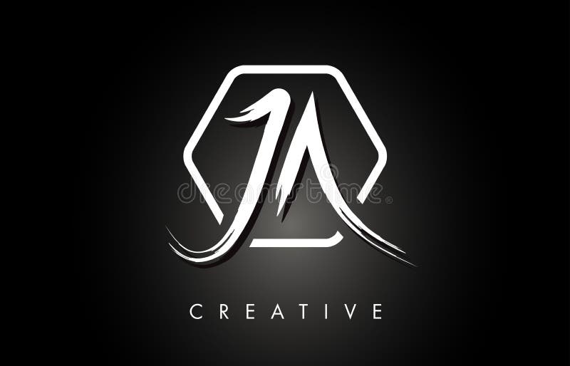 JA J a Brushed Letter Logo Design with Creative Brush Lettering Texture ...