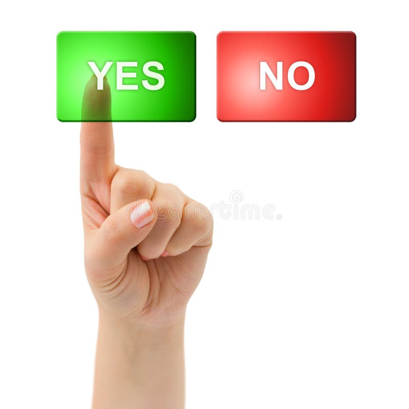 Hand en knoppen Ja/Nee stock afbeelding. Image of rood - 7528125