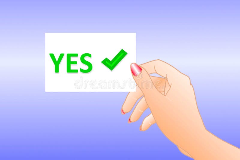 Ja Zeichen in der Hand stock abbildung. Illustration von symbol - 79604599