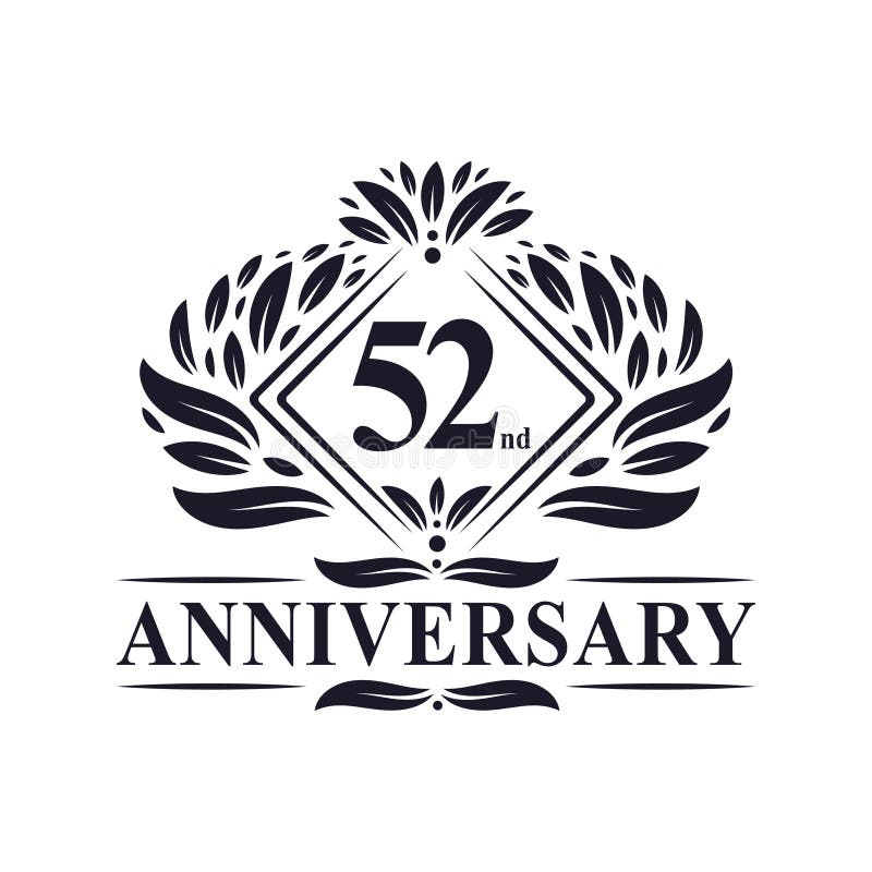 Luxe 52e Verjaardag Logo 52 Jaar Viering Vector Illustratie ...