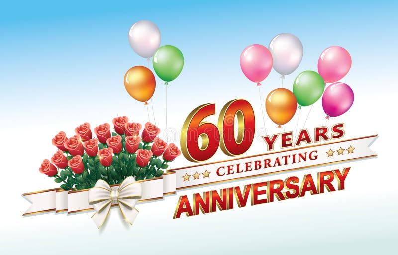 Gelukkige 60ste Verjaardag/Verjaardagskaart Met Ballons Stock ...