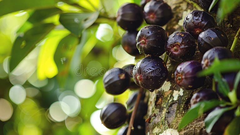 Jabuticaba Fruit.the Exotic Fruit of the Jaboticaba Growing on the Tree ...