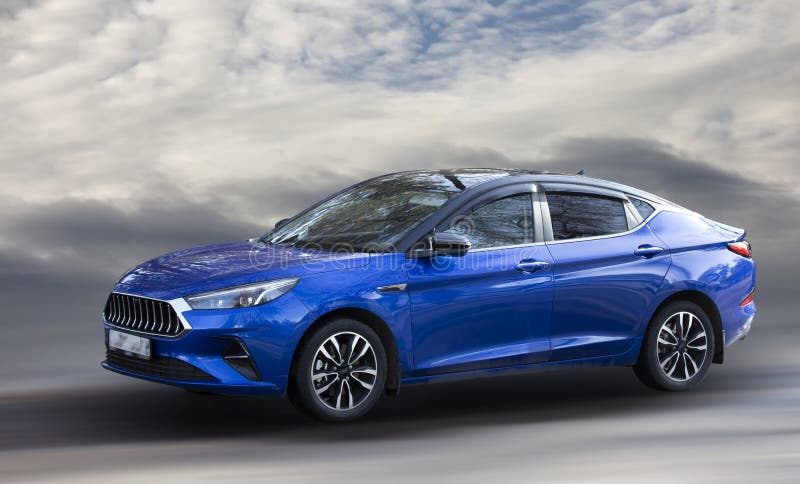 JAC blue car. stock photo. Image of blue, travel, transport - 299205060