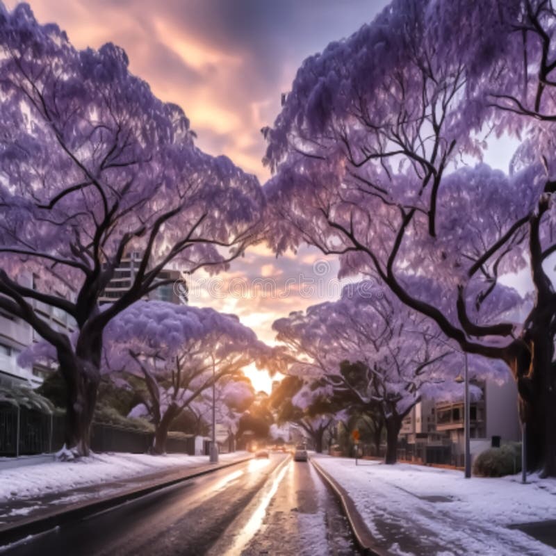 Jacaranda Sydney Tree Fall Over by the Steet Stock Illustration ...