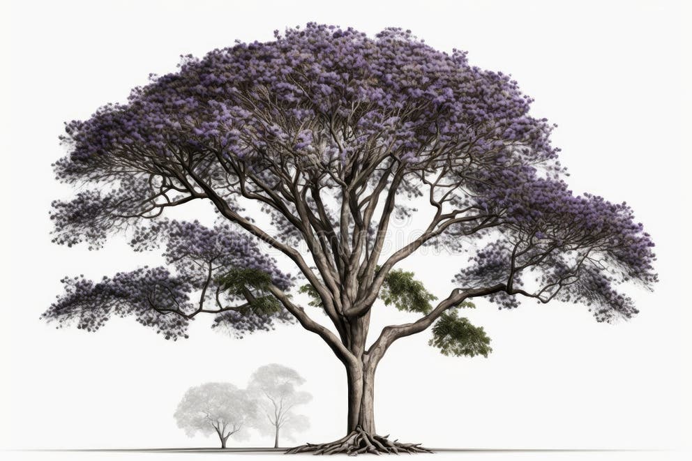 Jacaranda Tree on a White Background. Generative AI Stock Illustration ...
