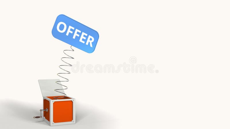 Jack-in-the-box with OFFER Text on the Popping Plate. 3D Rendering ...