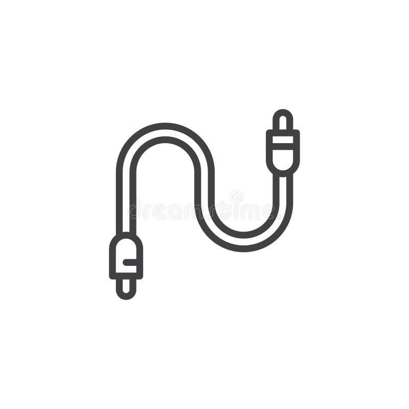Audio Cable Line Icon, Outline Vector Sign, Linear Style Pictogram ...