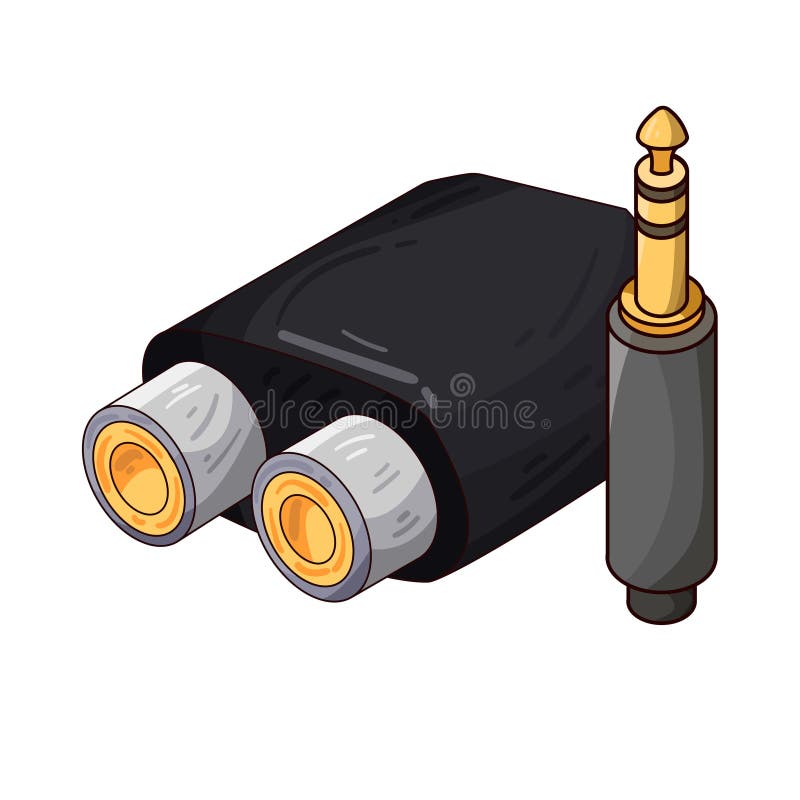 Jack Connector Flat Vector Illustration, Isolated on White Background ...