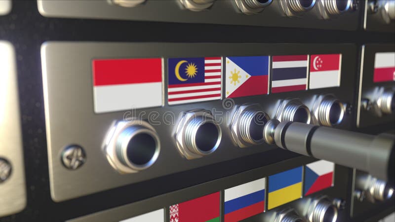 Inserting Connector into a Socket with Flag of the Philippines ...