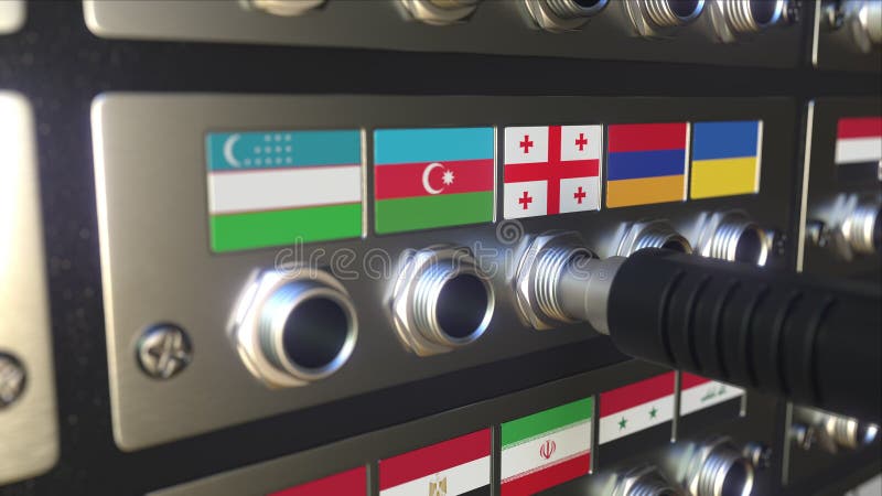 Inserting Connector into a Socket with Flag of Georgia. Translation or ...