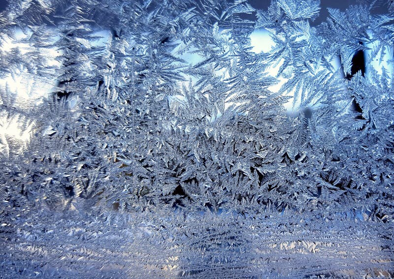 Blue, Frosted, Icy Window Pane Stock Image - Image of wintercollection ...