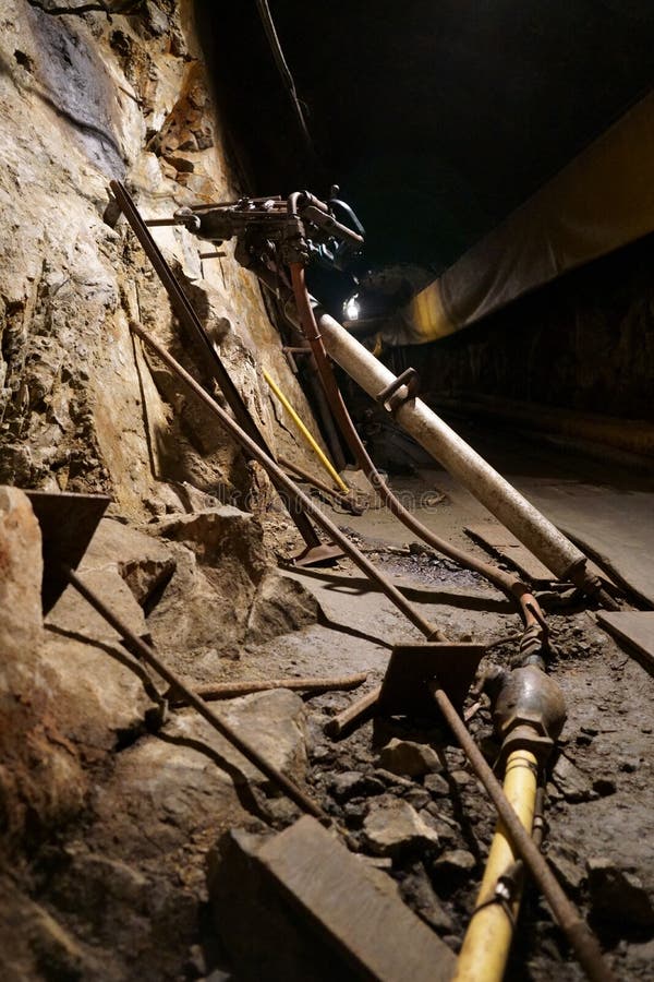 Jack Hammer in a Mine Shaft Stock Photo - Image of historical, antique ...