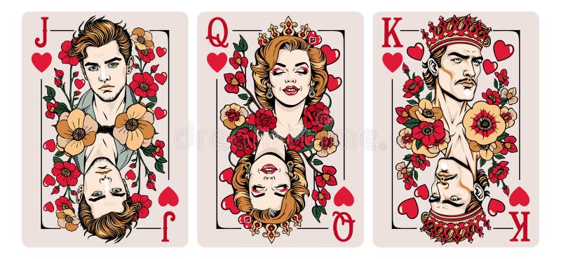 Jack of Hearts, Queen of Hearts, King of Hearts. Playing Card Vector ...