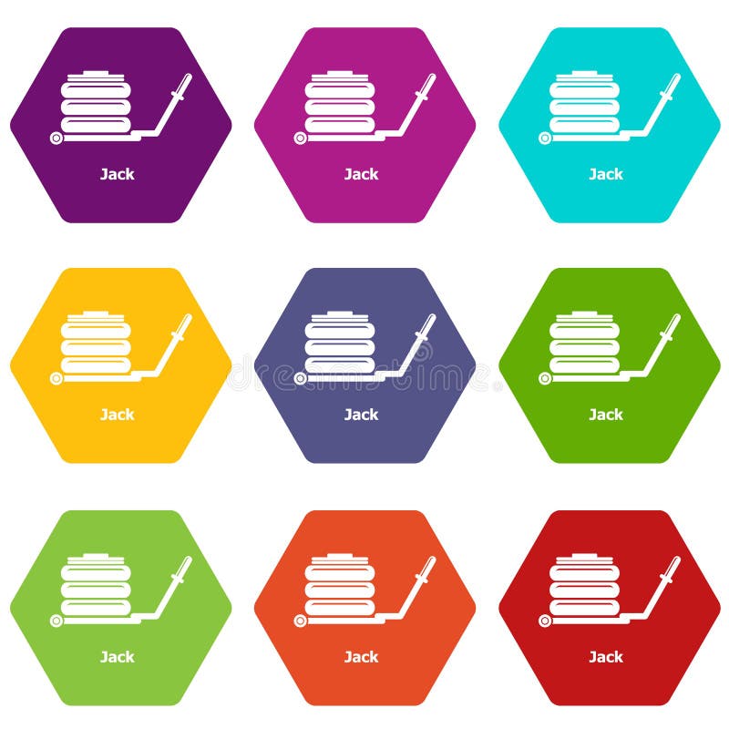 Jack icons set 9 vector stock vector. Illustration of mechanic - 118282483