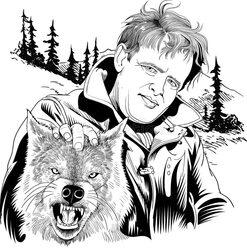 Jack London Line Art Style Portrait, Vector Stock Vector - Illustration ...