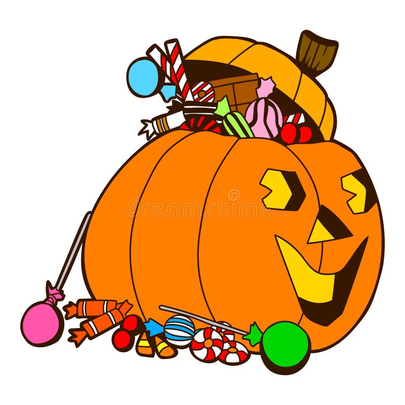 Jack o lantern and candies stock vector. Illustration of lollipop ...