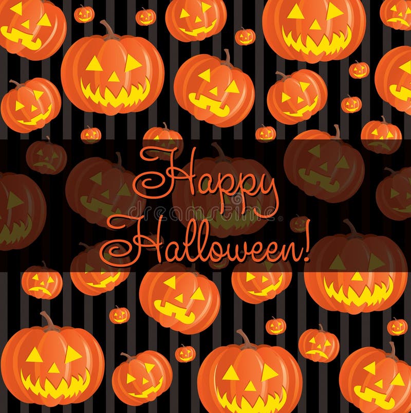 Jack O Lantern Happy Halloween Card Stock Vector - Illustration of ...