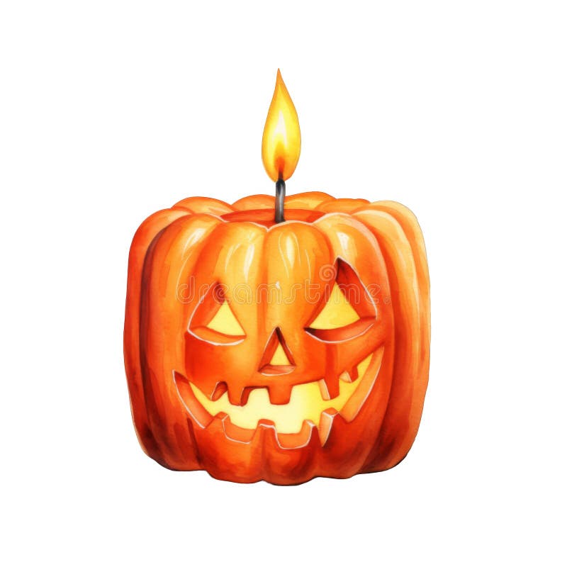 Jack-o -lantern with Lit Candle Inside Stock Photo - Illustration of ...
