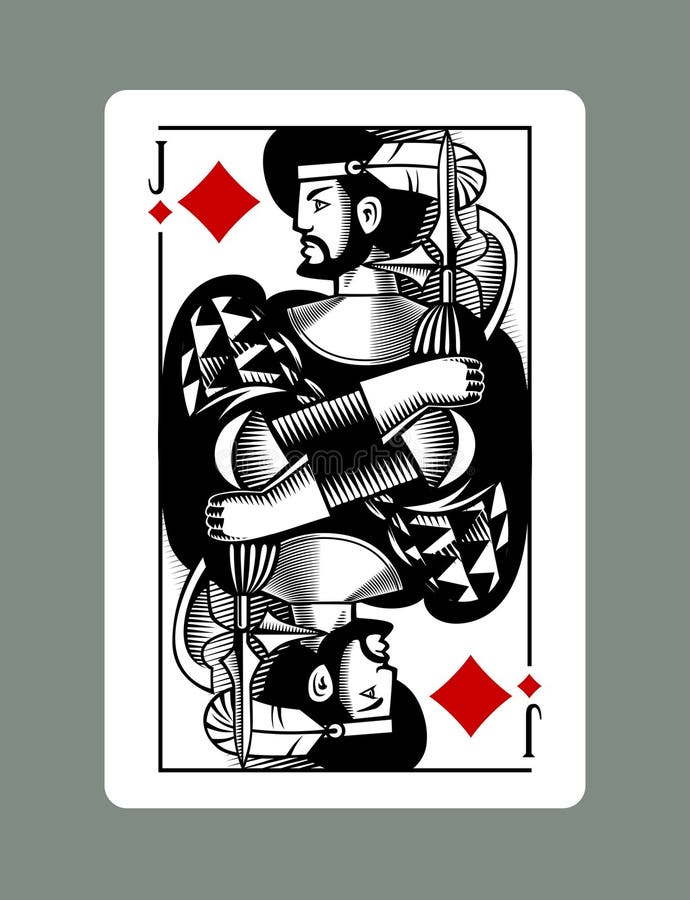Jack Playing Card of Diamonds Suit in Vintage Engraving Drawing Style ...