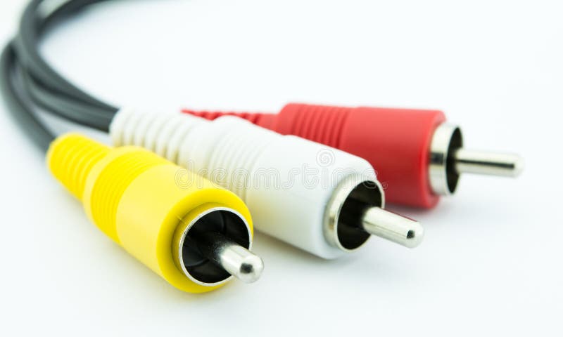 Jack Red and Yellow White Cables Stock Photo - Image of cable, internet ...