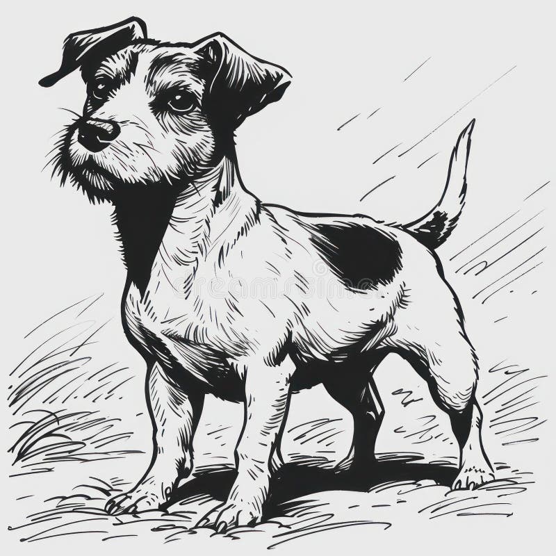 Jack Russell Terrier Dog Drawing Coloring Book Page Stock Illustration ...