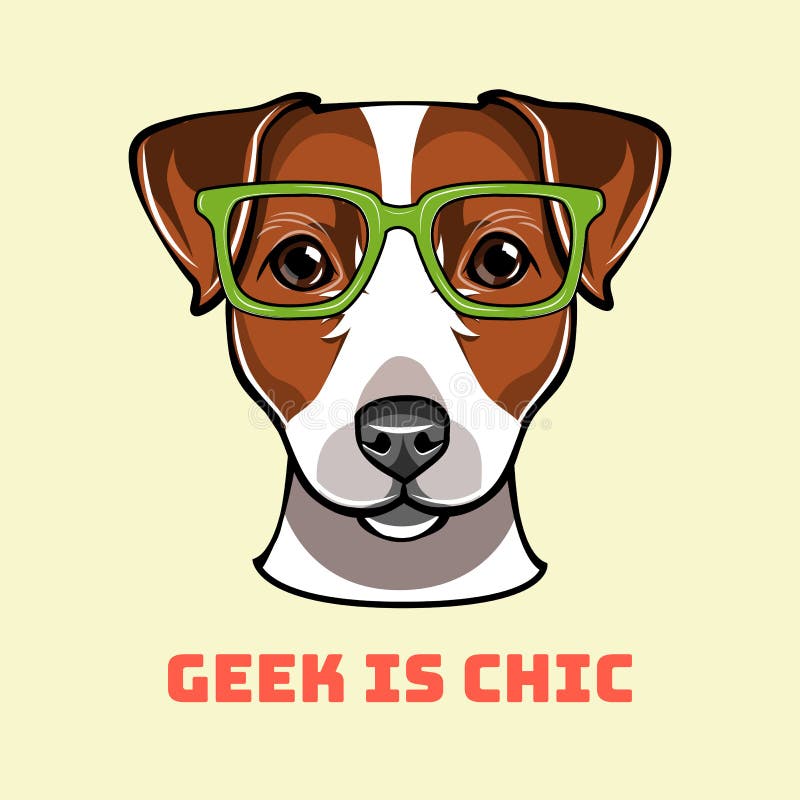 Jack Russell Terrier Geek. Dog in Smart Glasses. Vector Illustration ...