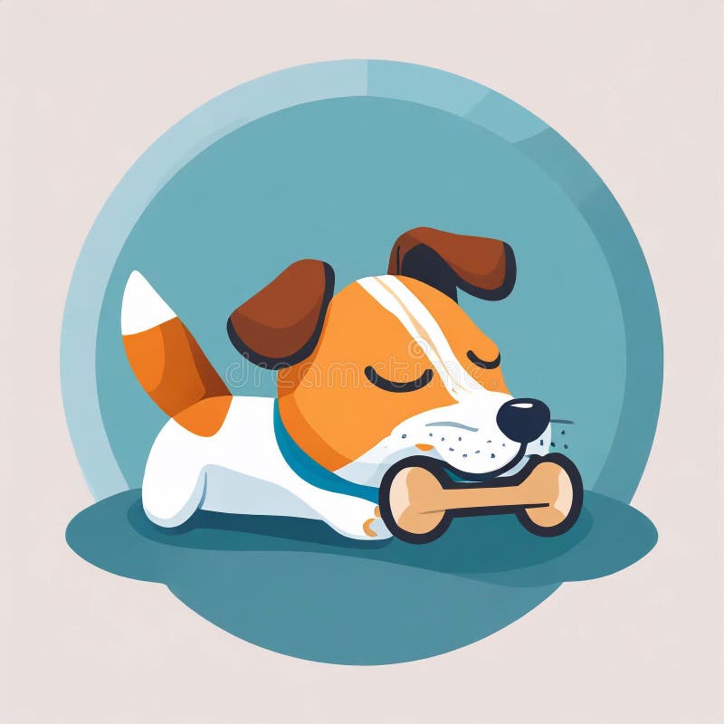 Jack Russell Terrier Logo with Bone Resting, 2d Flat Illustration ...