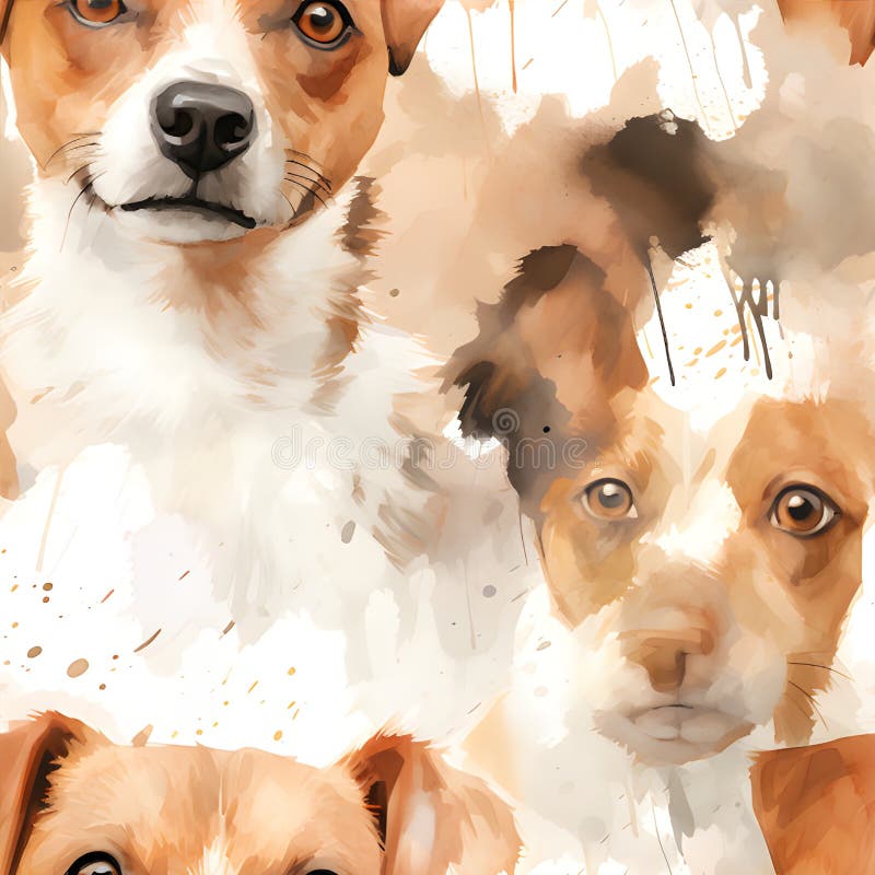 Jack Russell Watercolor Dog Pattern, AI Generated Stock Illustration ...