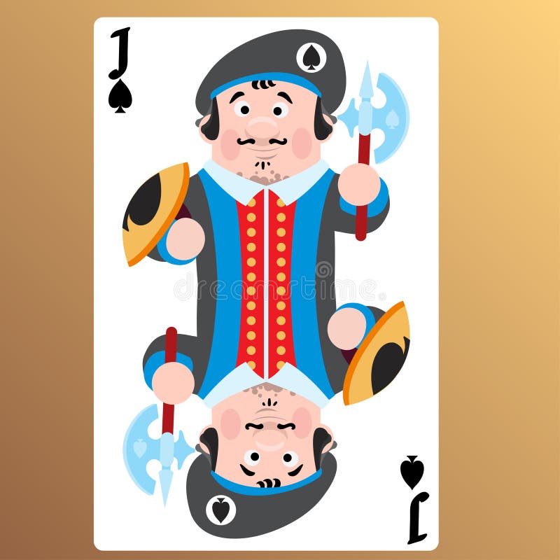 Jack Spades. Playing Cards with Cartoon Cute Characters Stock Photo ...