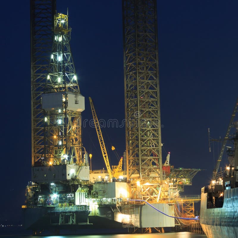 Jack Up Oil Drilling Rig in the Shipyard Stock Image - Image of driller ...
