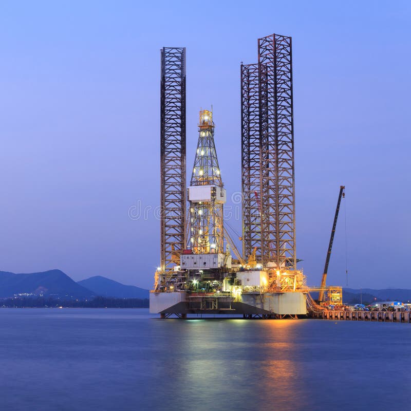 Jack Up Oil Drilling Rig in the Shipyard for Maintenance Stock Image ...